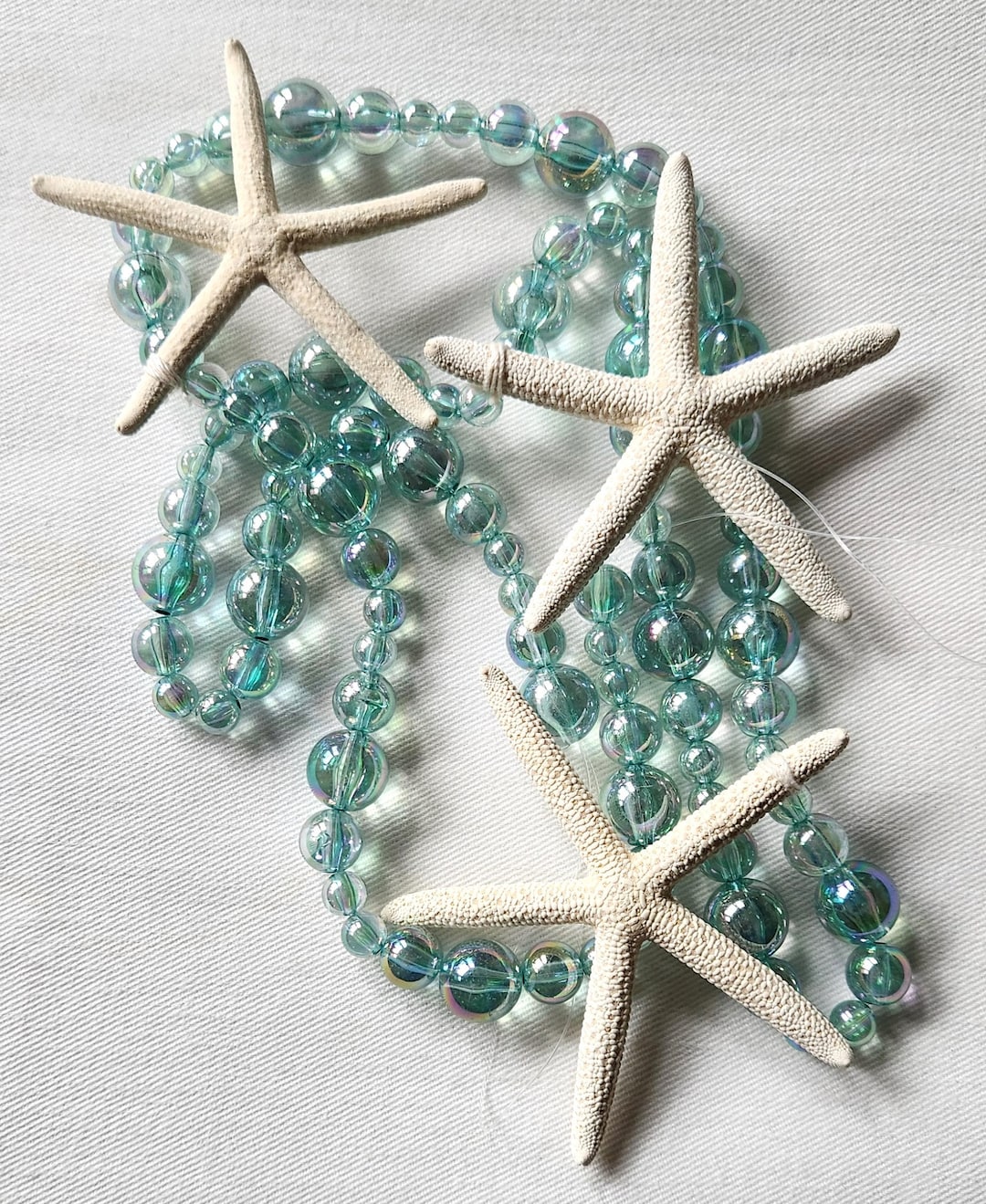 Beach Christmas Starfish Garland, Nautical AQUA Swag Shell Garland ...