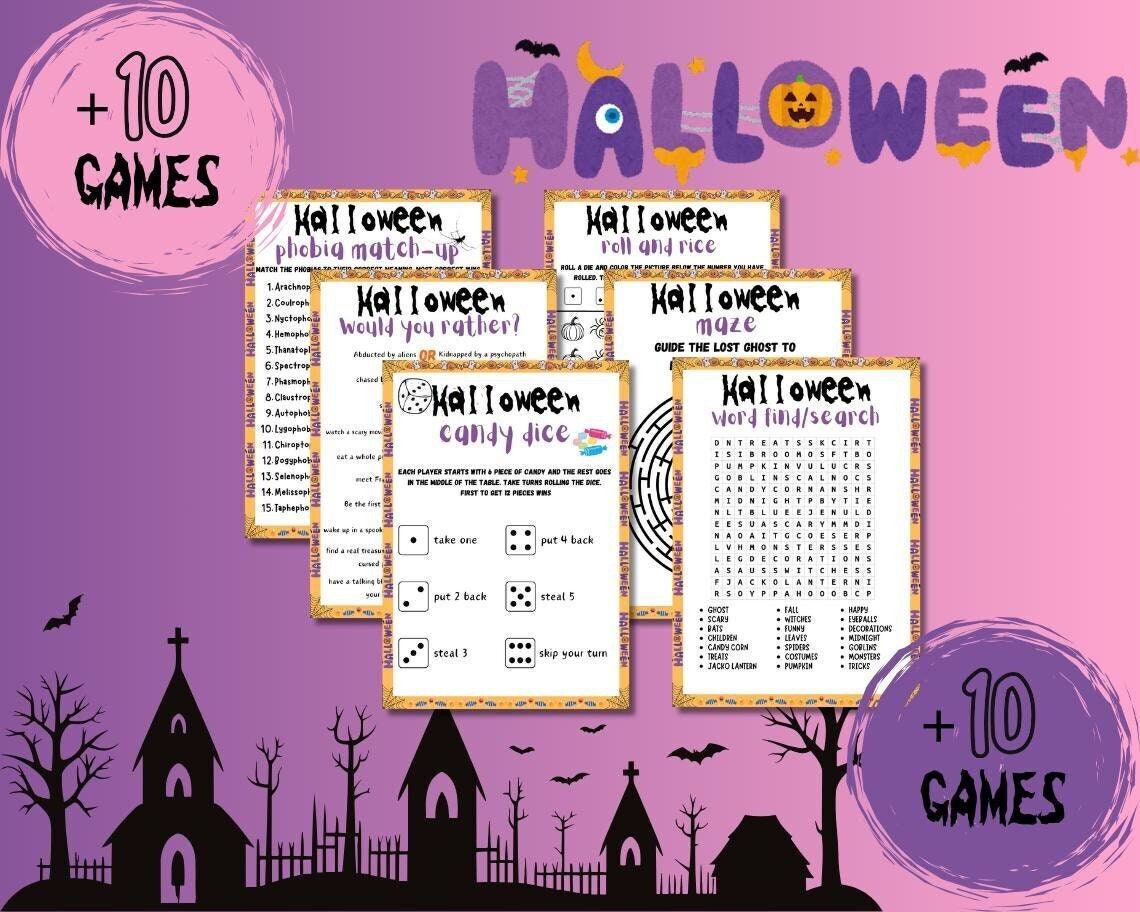 Halloween Activity Games Pack | Printable Party Games | Fun for Kids ...