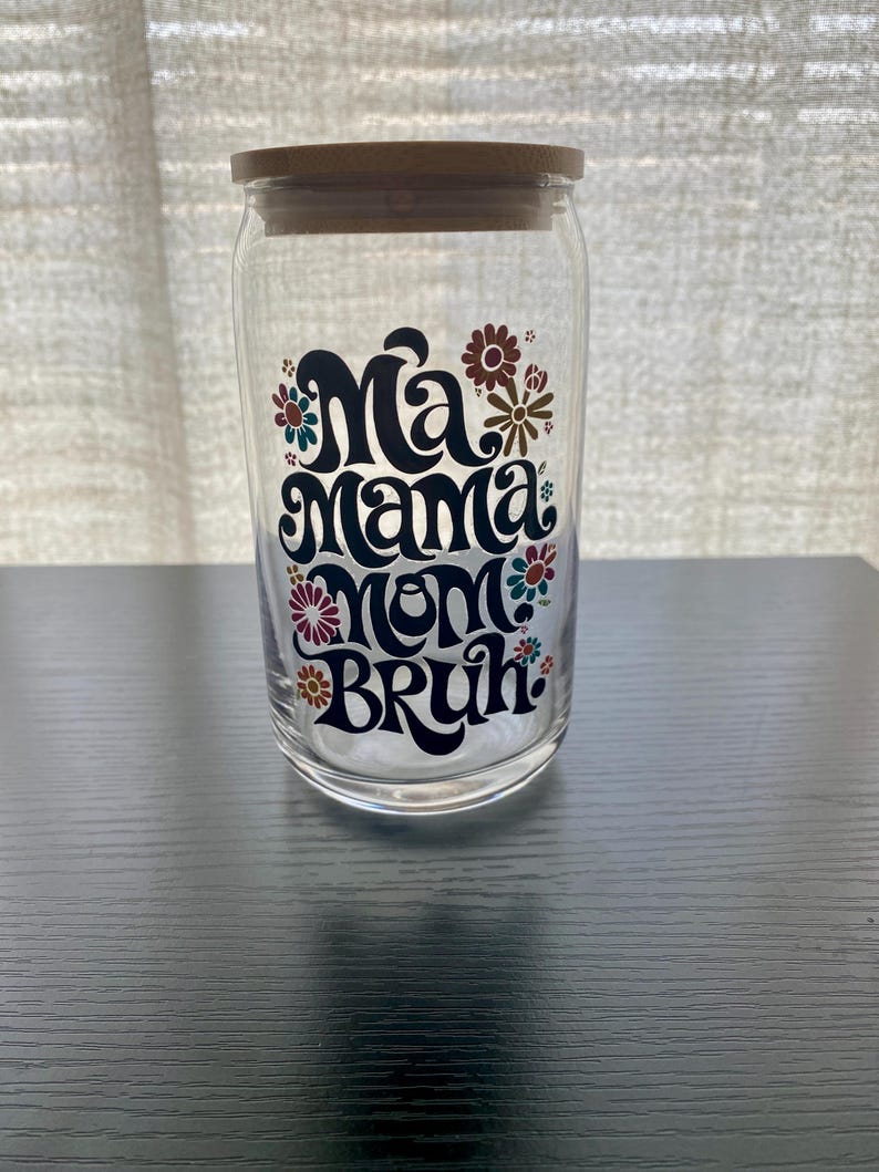 Mom Life Glass Can Cup – Tumbler With Bamboo Lid & Straw - Etsy