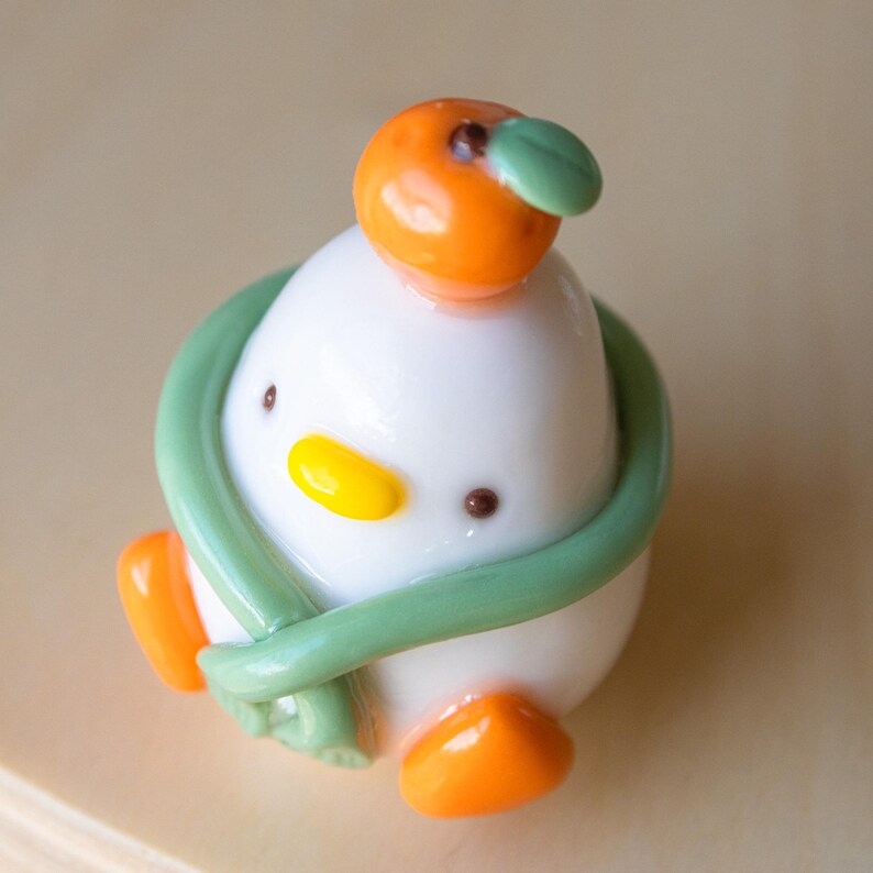 Clay Tangerine Duck Desk Friend: Kawaii Office Decor - Etsy