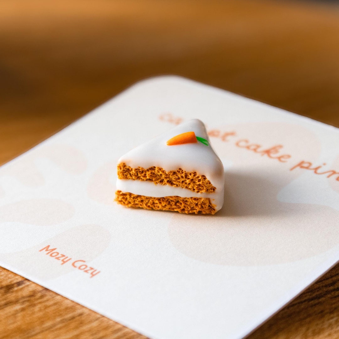 Frosted Carrot Cake Miniature Food Pin | Realistic 3D Cake Accessory ...