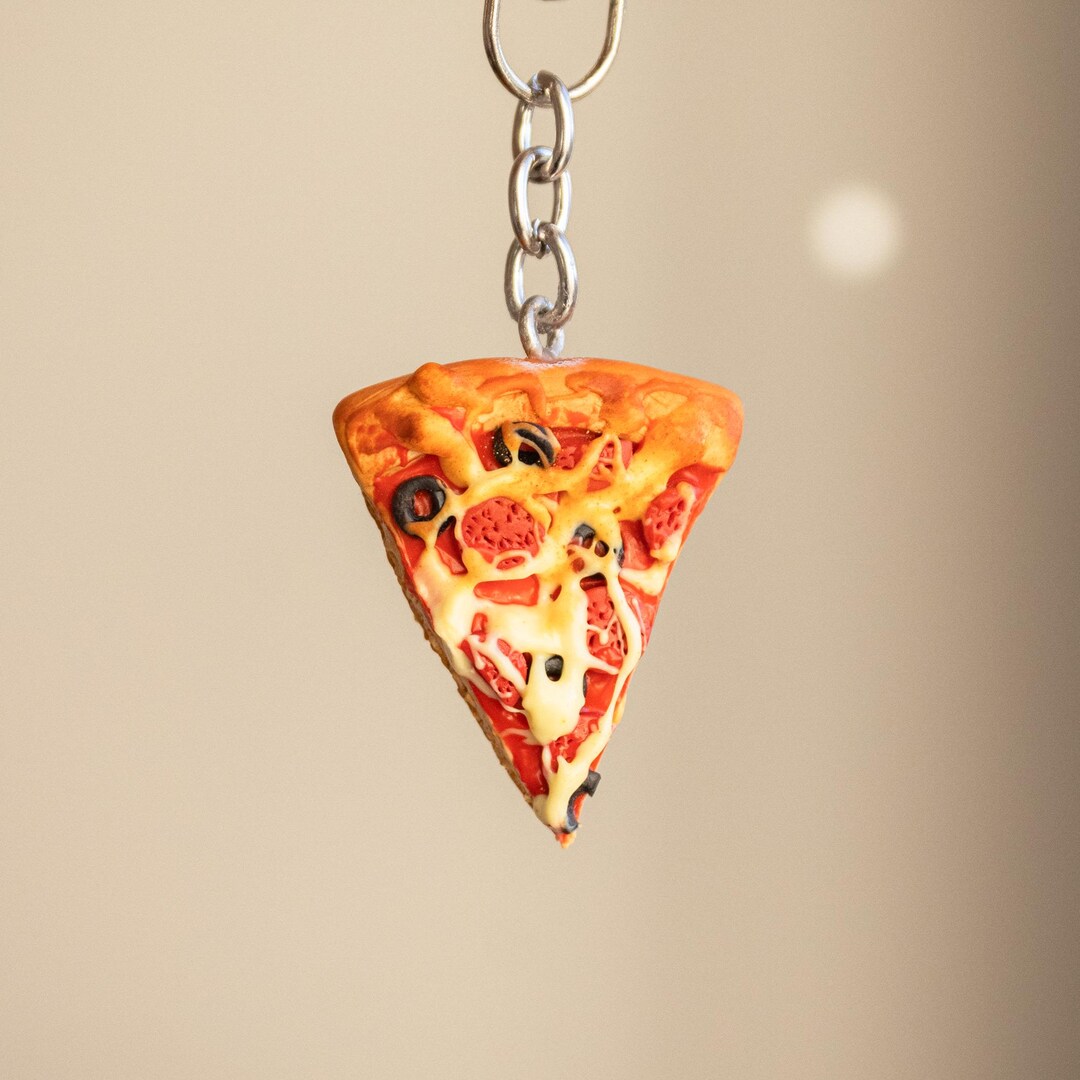 Realistic Pizza Slice Keychain Handmade Miniature Food Charm Cute ...