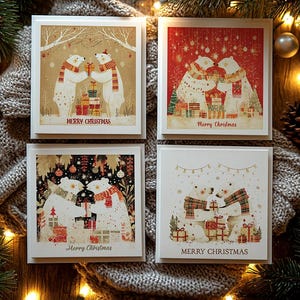 Adorable Polar Bear Printable Christmas Cards Funny, Minimalist Holiday ...