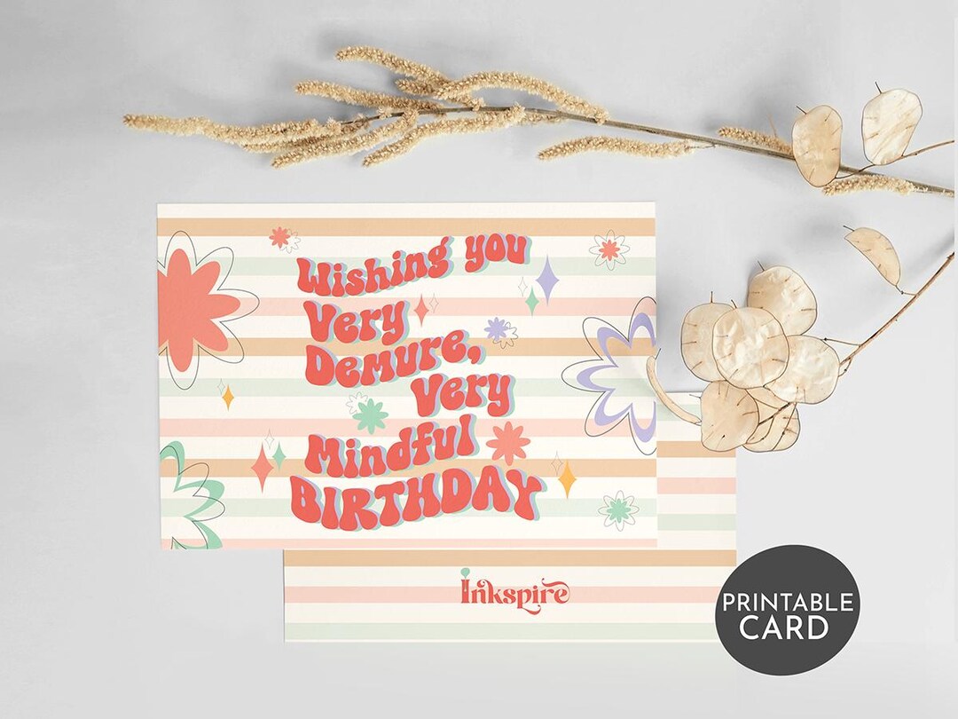 Elegant Mindful Birthday Card – Wishing You a Very Demure, Mindful ...