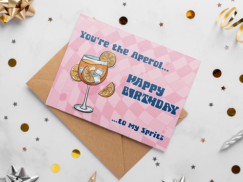 Fun and Quirky Digital Birthday Card With Aperol Spritz, Printable ...