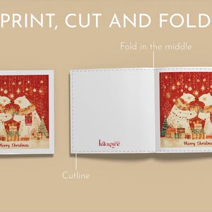 Adorable Polar Bear Printable Christmas Cards Funny, Minimalist Holiday ...