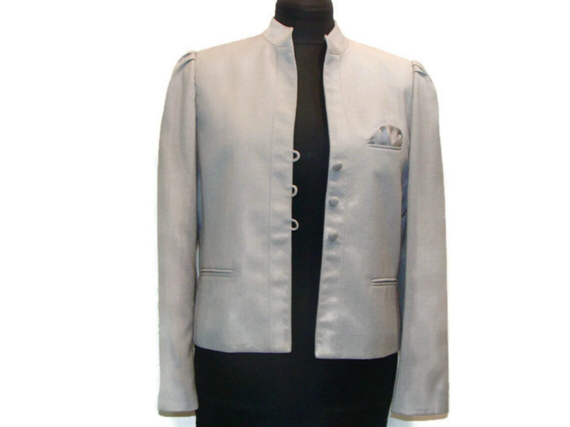 Vintage Light Gray Cropped Jacket Vintage Jackets Women Light Grey ...