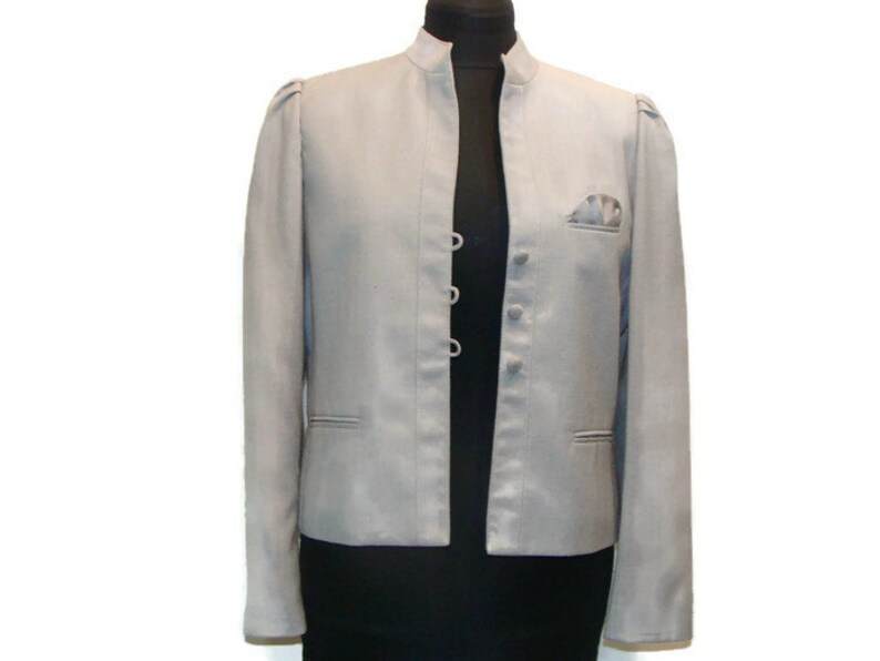 Vintage Light Gray Cropped Jacket Vintage Jackets Women Light Grey ...