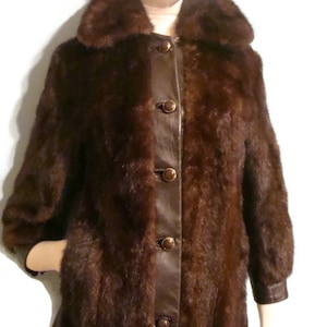 Vintage Brown Mink Fur and Leather Jacket Vintage Mink Fur Coat Fur and ...