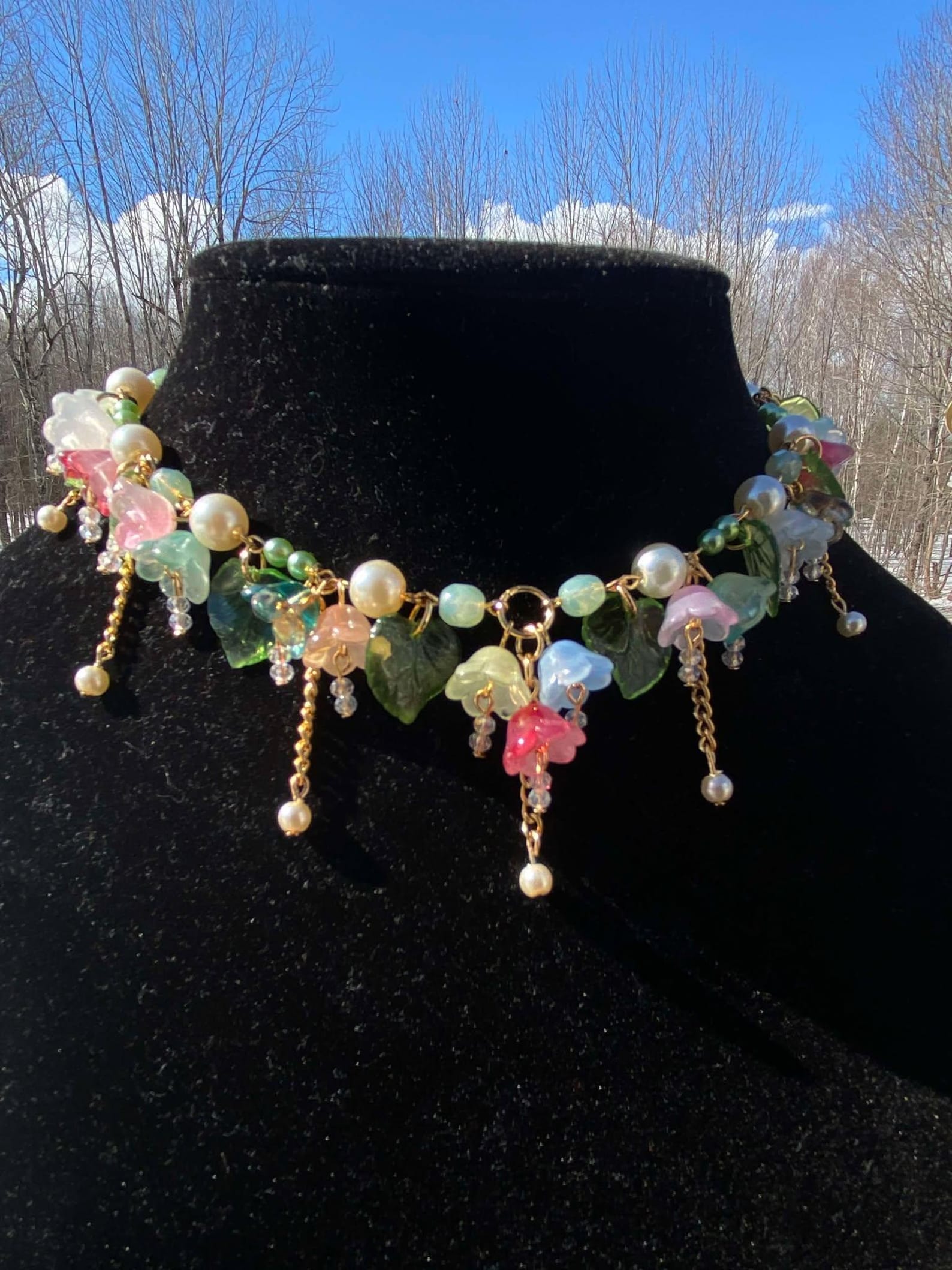 Colorful Whimsical Bell Flower Garden Pearl Necklace - Etsy