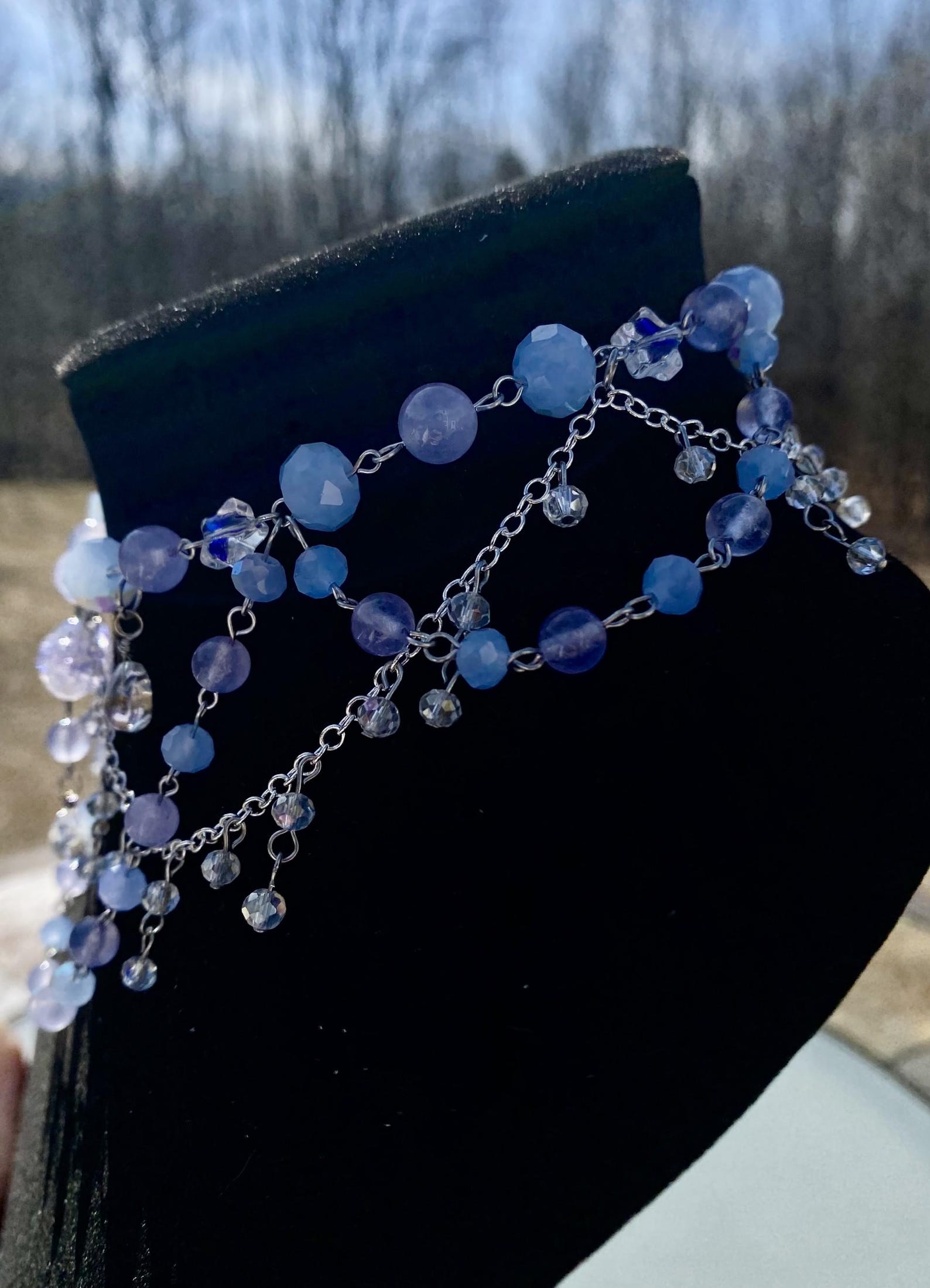 Periwinkle Celestialcore Cloud and Raindrop Glass Beaded Necklace ...