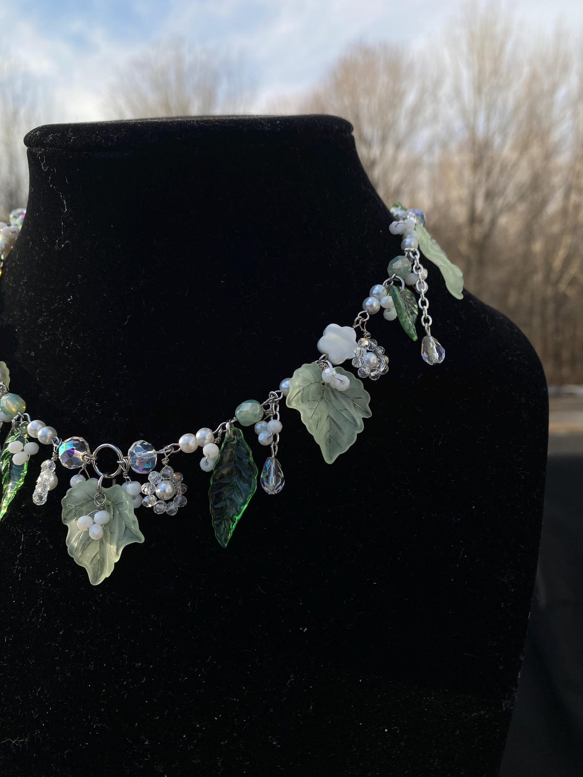Whimsical Glass Beaded Handmade Fairycore Flower Necklace, Cottagecore ...