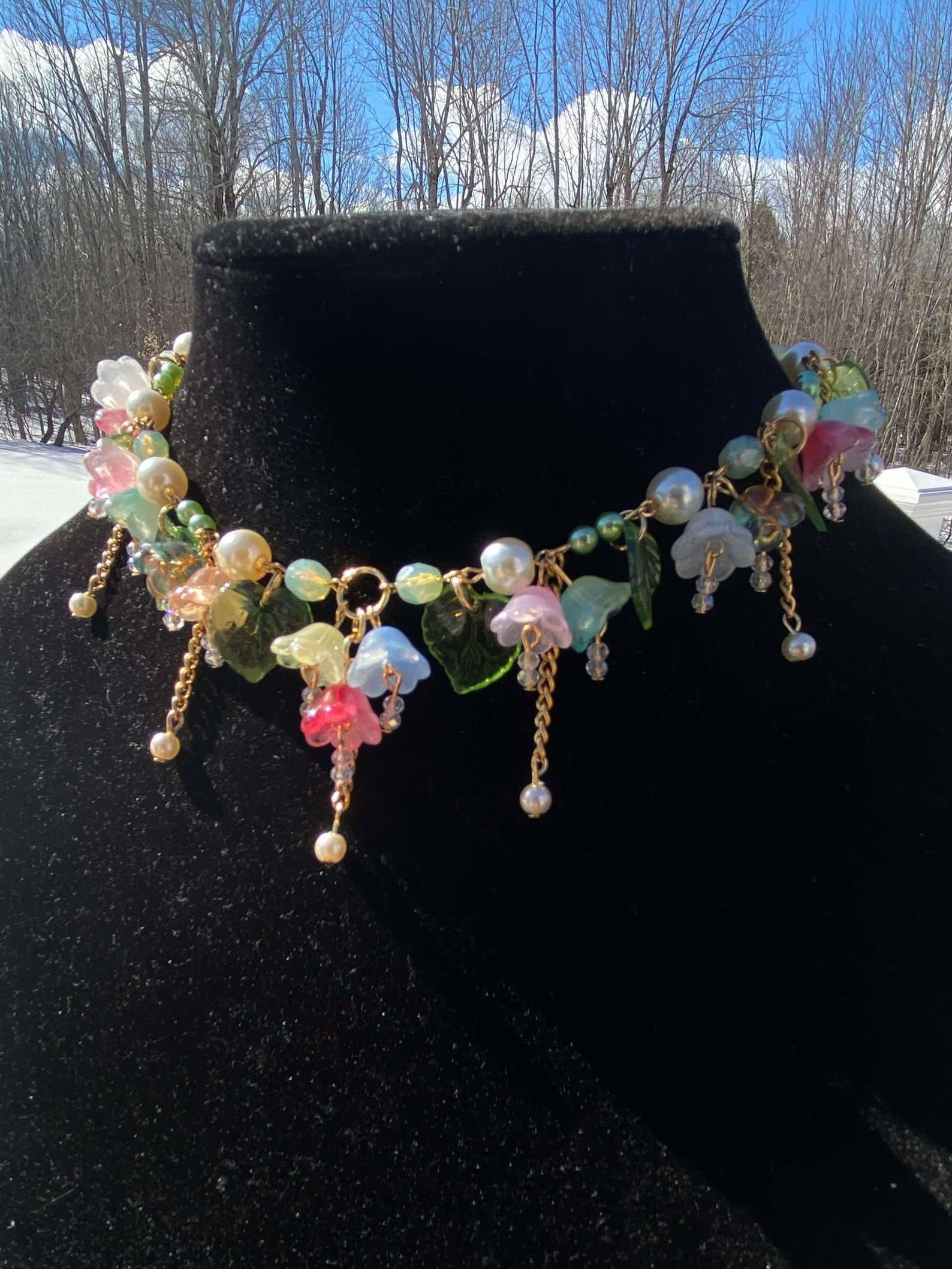 Colorful Whimsical Bell Flower Garden Pearl Necklace - Etsy