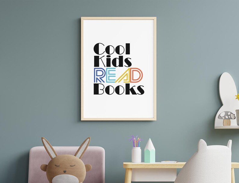 Cool Kids Read Books Poster | Printable Wall Art for Playroom and ...
