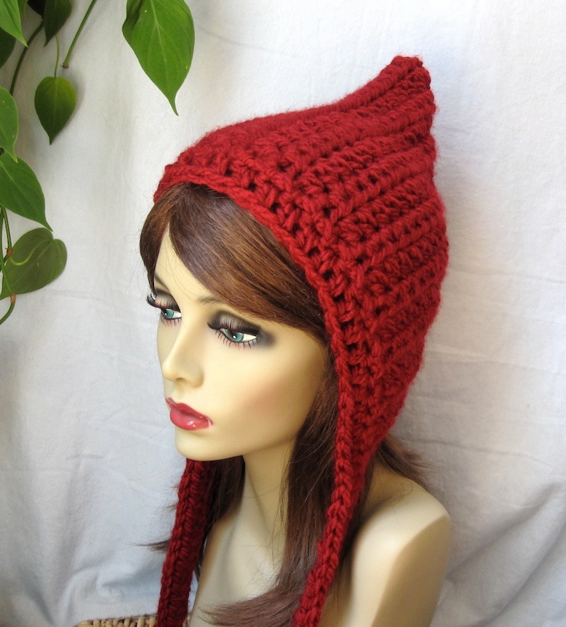 Hoodie Elf Hat Pixie Hat Red Riding Hood Womens Hat Warm - Etsy