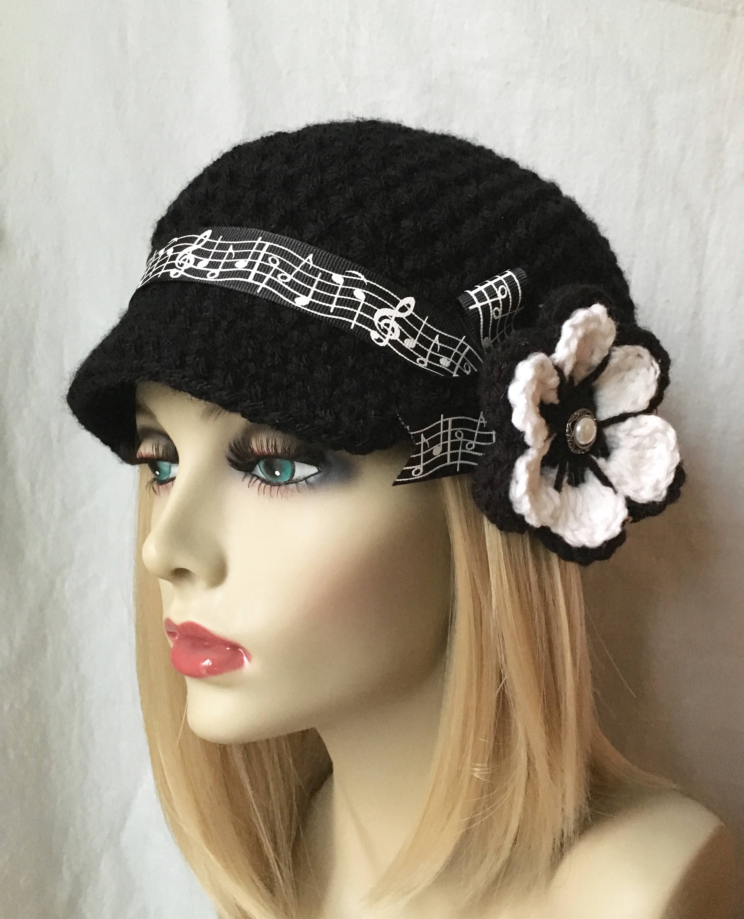 Free Shipping Musical Womens Hat Black Newsboy Musical | Etsy