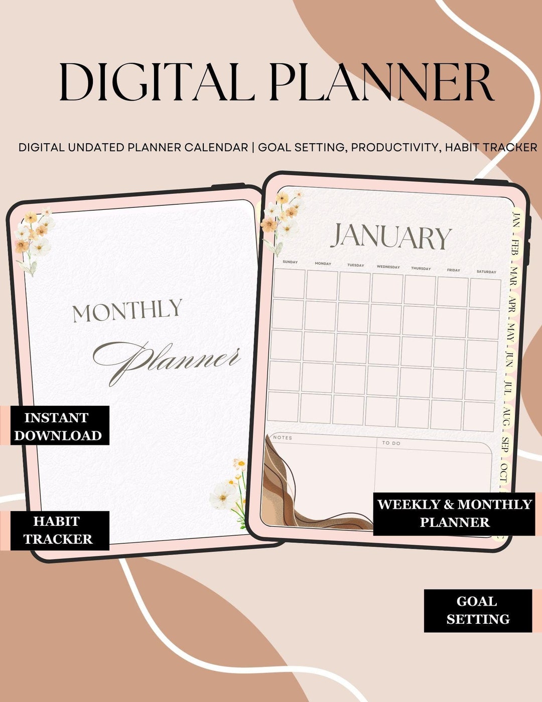 Ultimate Undated Digital Calendar AND Planner: Organize Your Notes, To ...
