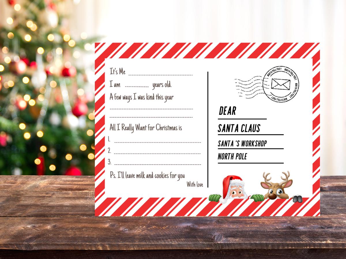 Santa Printable Postcard Letter to the North Pole - Etsy