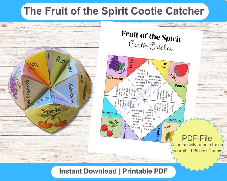 Fruit of the Spirit Cootie Catcher, Christian Homeschool Printable ...