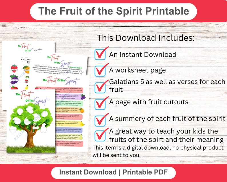 Fruit of the Spirit Game, Homeschool Game, Preschool Printable, Bible ...