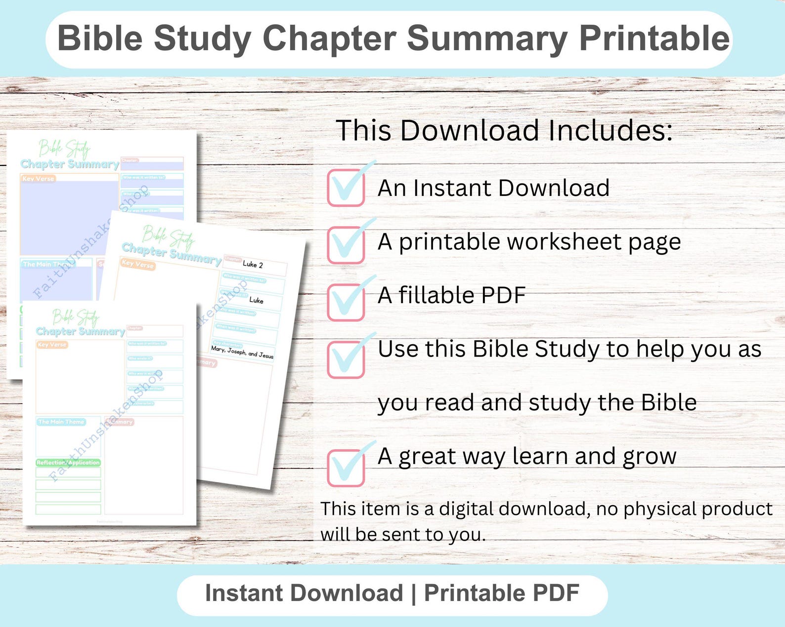 Bible Chapter Summary Template, Printable Bible Study, Neutral Bible ...