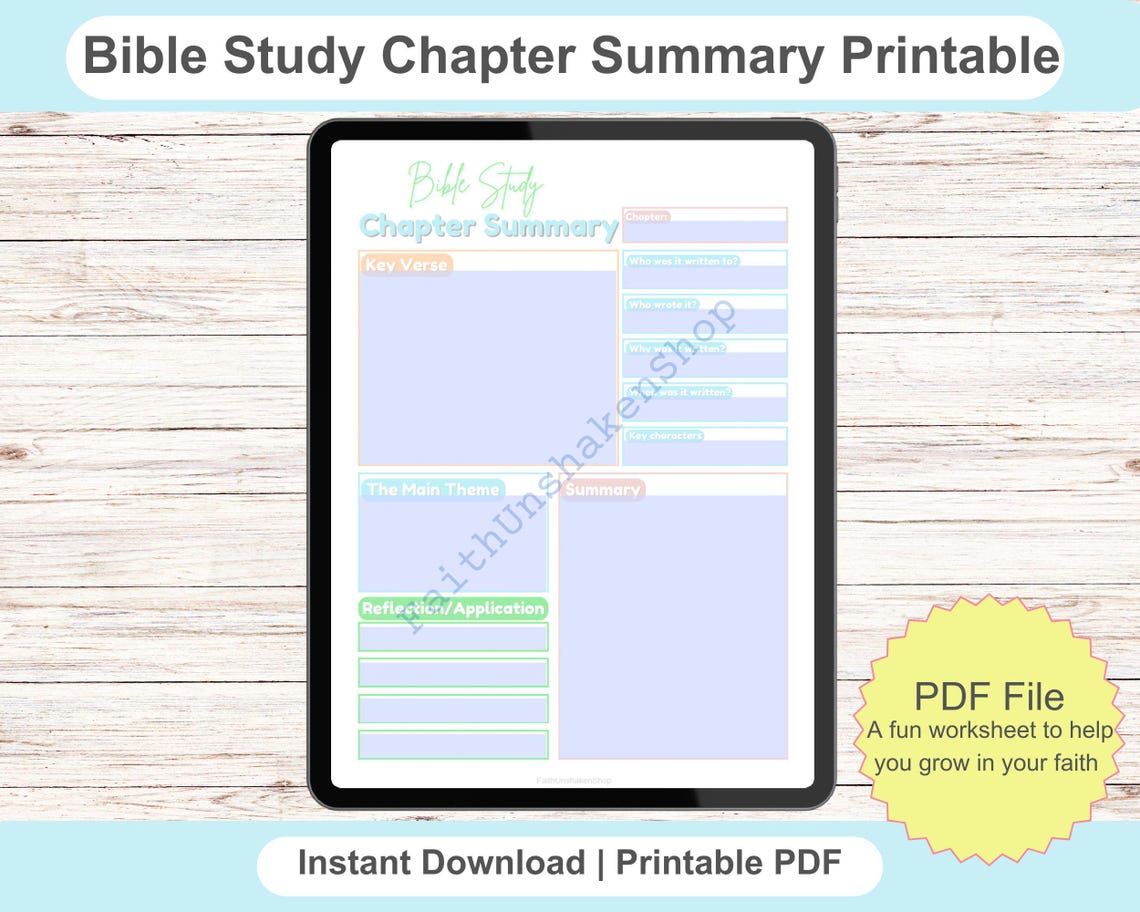Bible Chapter Summary Template, Printable Bible Study, Neutral Bible ...