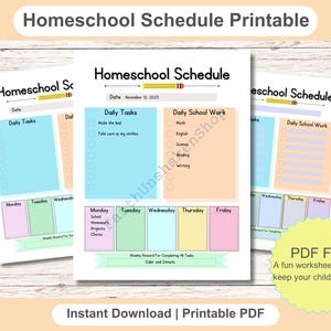 Homeschool Schedule, Homeschool Planner Printable, Homeschool Daily Schedule Kids Editable ...
