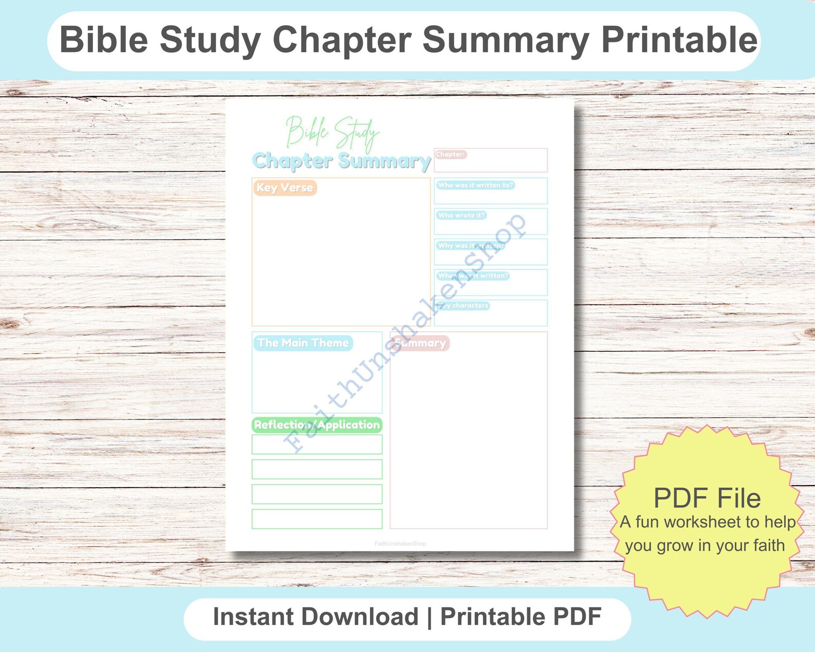 Bible Chapter Summary Template, Printable Bible Study, Neutral Bible ...