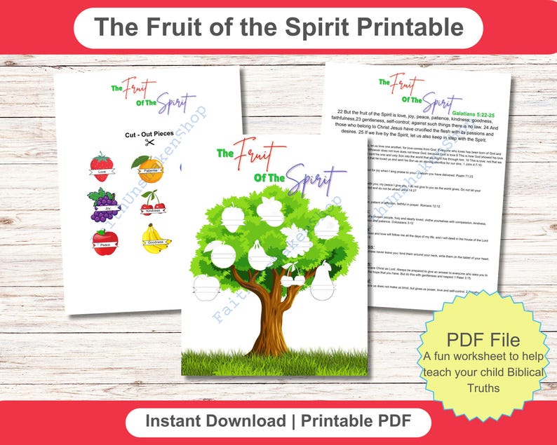 Fruit of the Spirit Game, Homeschool Game, Preschool Printable, Bible ...