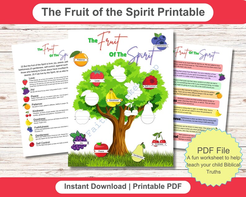 Fruit of the Spirit Game, Homeschool Game, Preschool Printable, Bible ...