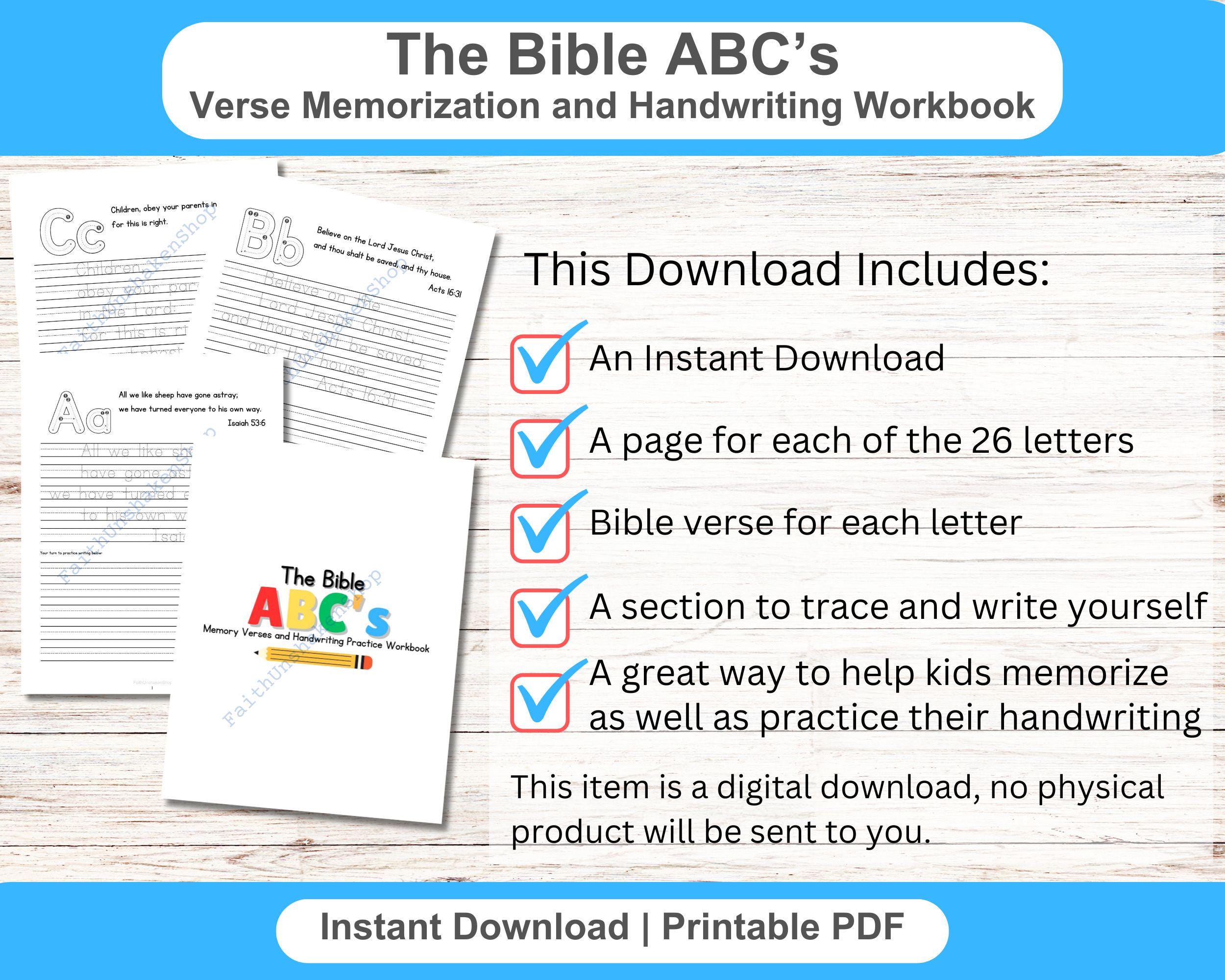 ABC Bible Verses for Handwriting and Memorization, Christian Homeschool ...