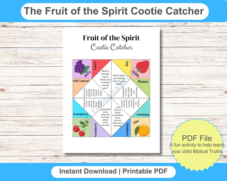 Fruit of the Spirit Cootie Catcher, Christian Homeschool Printable ...