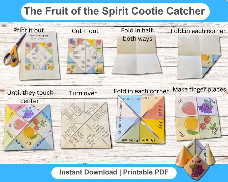 Fruit of the Spirit Cootie Catcher, Christian Homeschool Printable ...