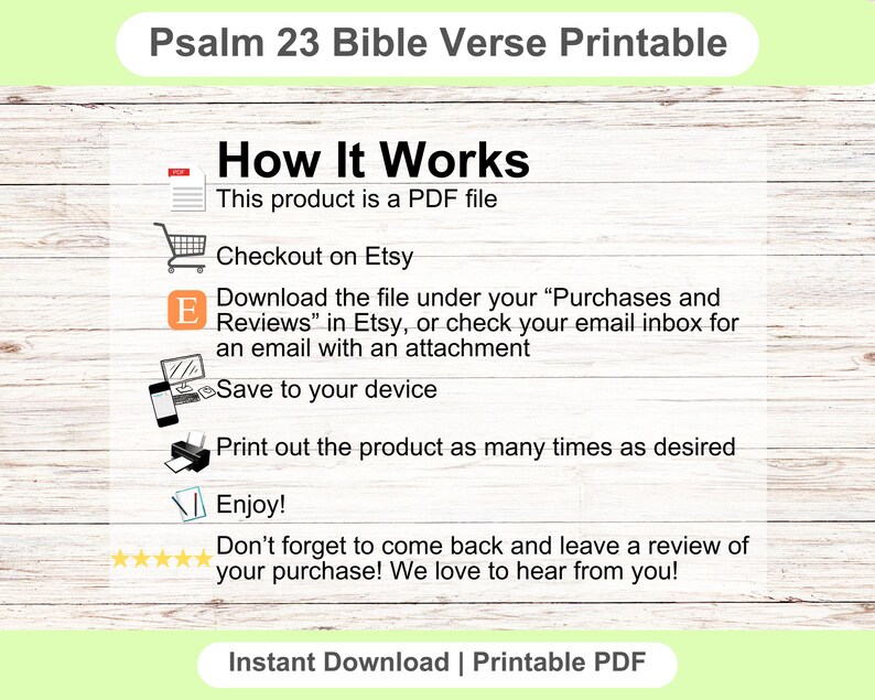 Psalm 23 Bible Verses for Handwriting and Memorization, Christian ...
