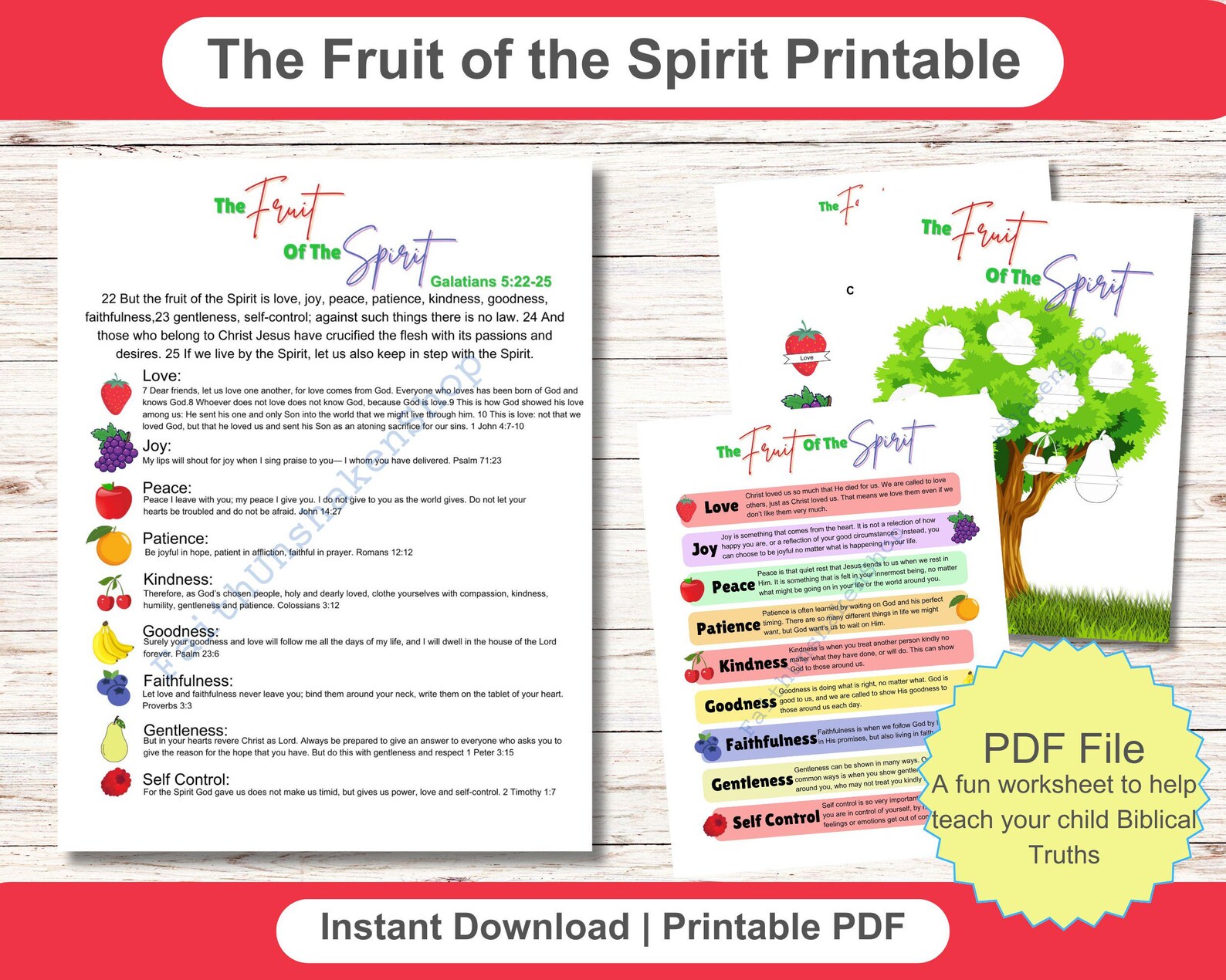 Fruit of the Spirit Game, Homeschool Game, Preschool Printable, Bible ...