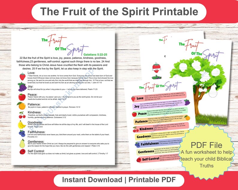 Fruit of the Spirit Game, Homeschool Game, Preschool Printable, Bible ...