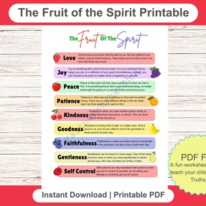 Fruit of the Spirit Game, Homeschool Game, Preschool Printable, Bible ...