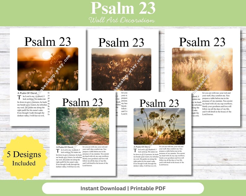 Psalm 23 Scripture Wall Art, Christian Printable, Faith Gift for Him ...