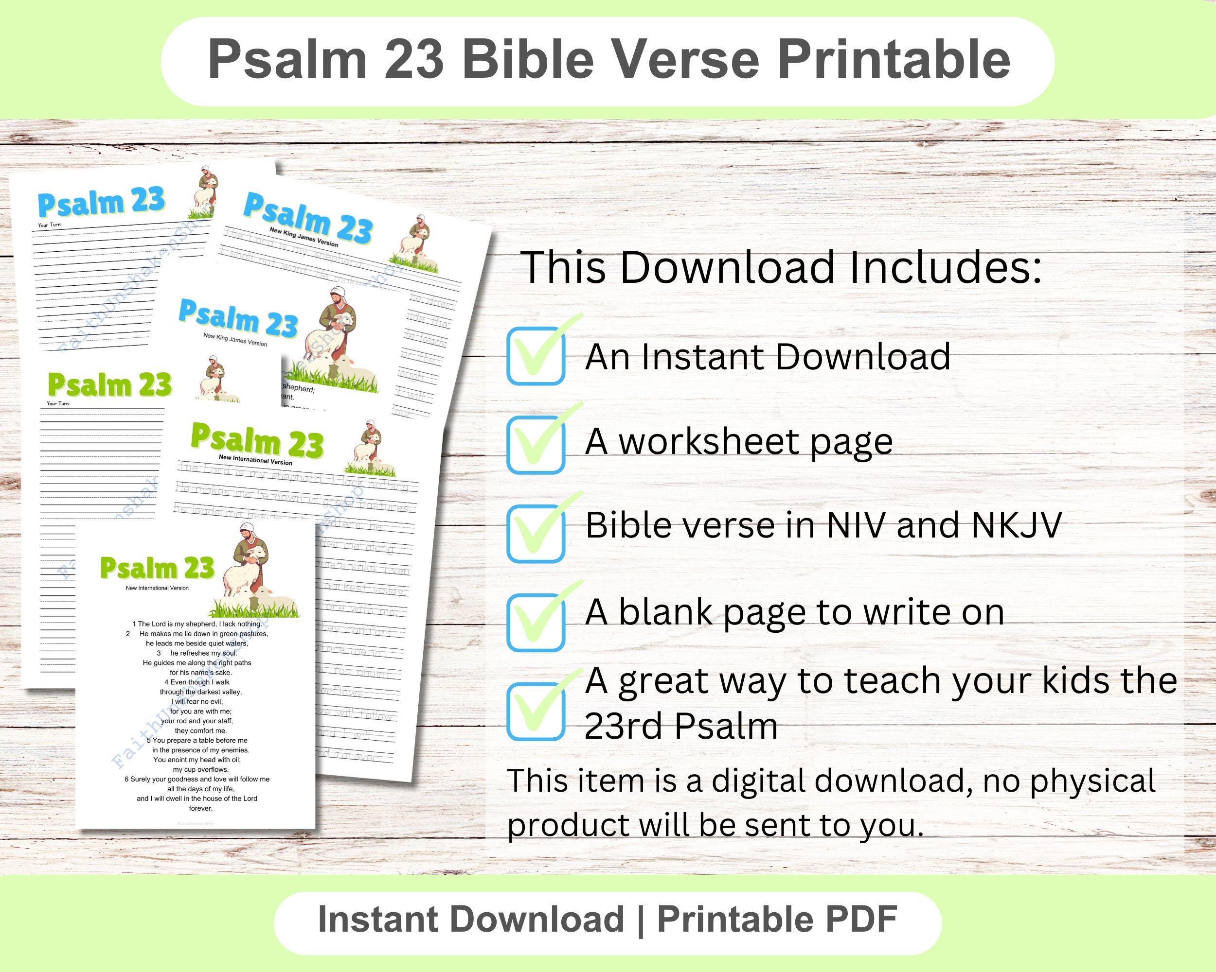Psalm 23 Bible Verses for Handwriting and Memorization, Christian ...