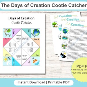 Days of Creation Cootie Catcher, Christian Homeschool Printable, Sunday ...