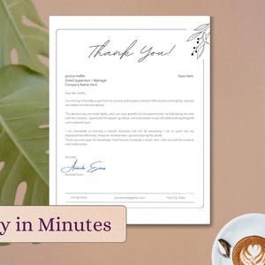 Letter of Resignation Template Two Week Notice Letter Editable in Canva ...