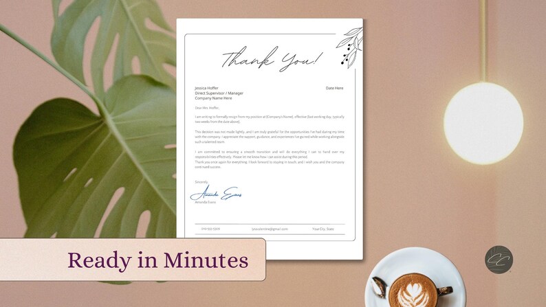 Letter of Resignation Template Two Week Notice Letter Editable in Canva ...