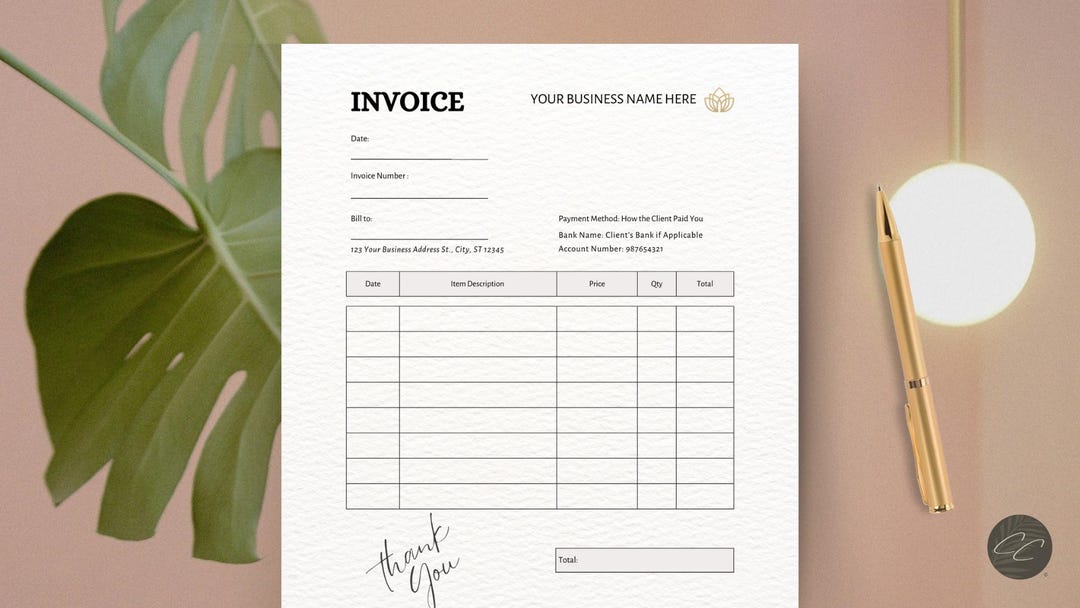 Simple Fillable Invoice for Small Business Template Editable in Canva ...