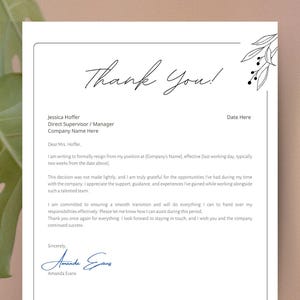 Letter of Resignation Template Two Week Notice Letter Editable in Canva ...
