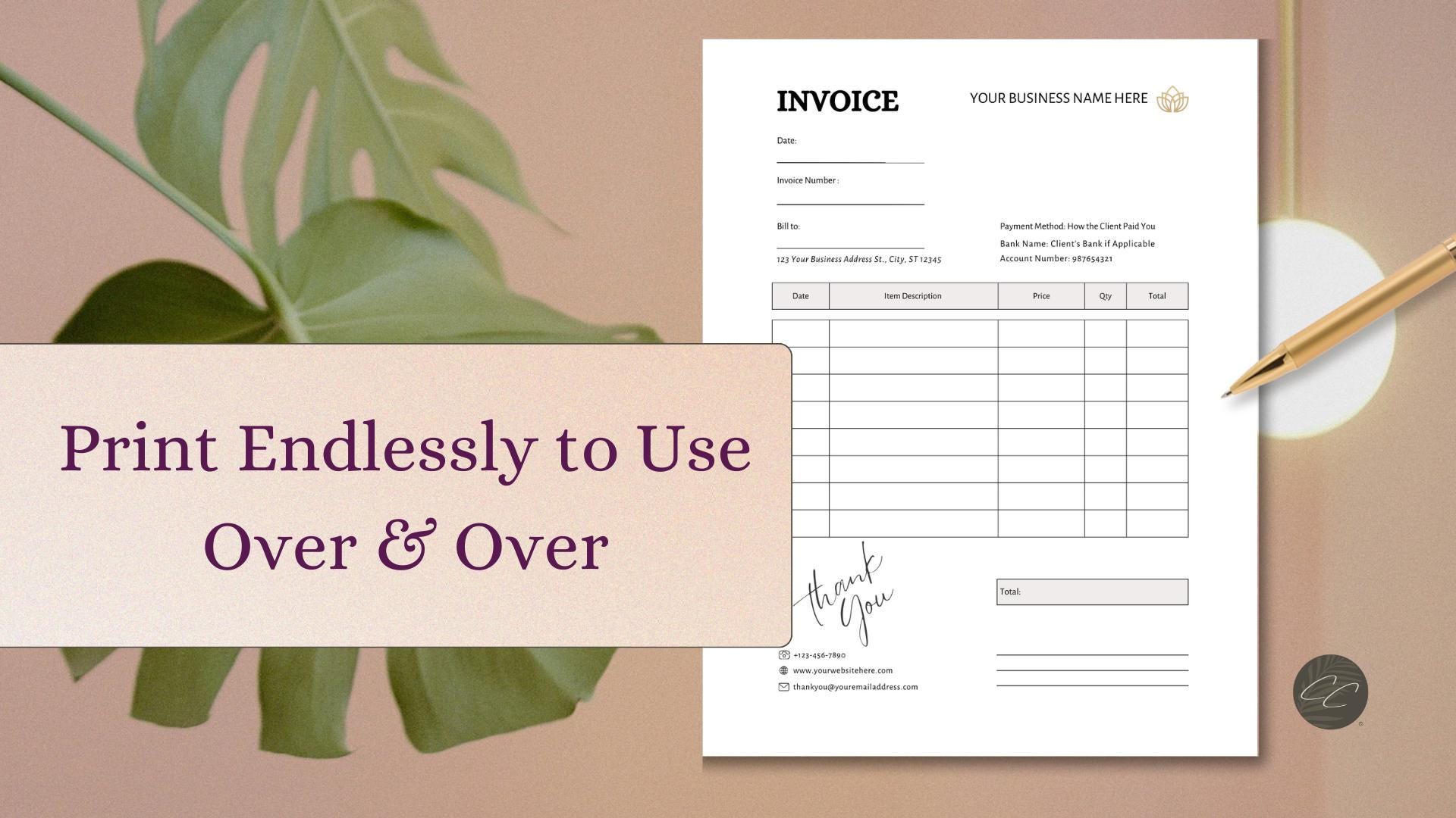 Simple Fillable Invoice for Small Business Template Editable in Canva ...