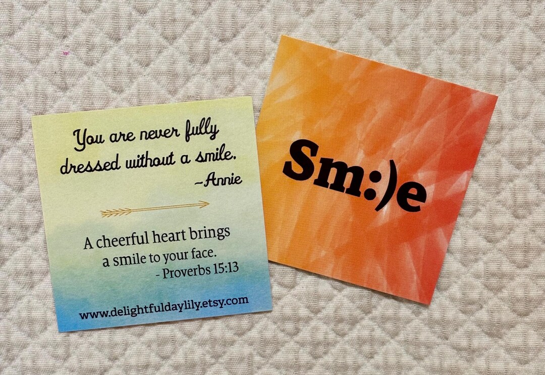 SMILE Affirmation Encouragement Cards, Proverbs 15:13 Scripture Bible ...