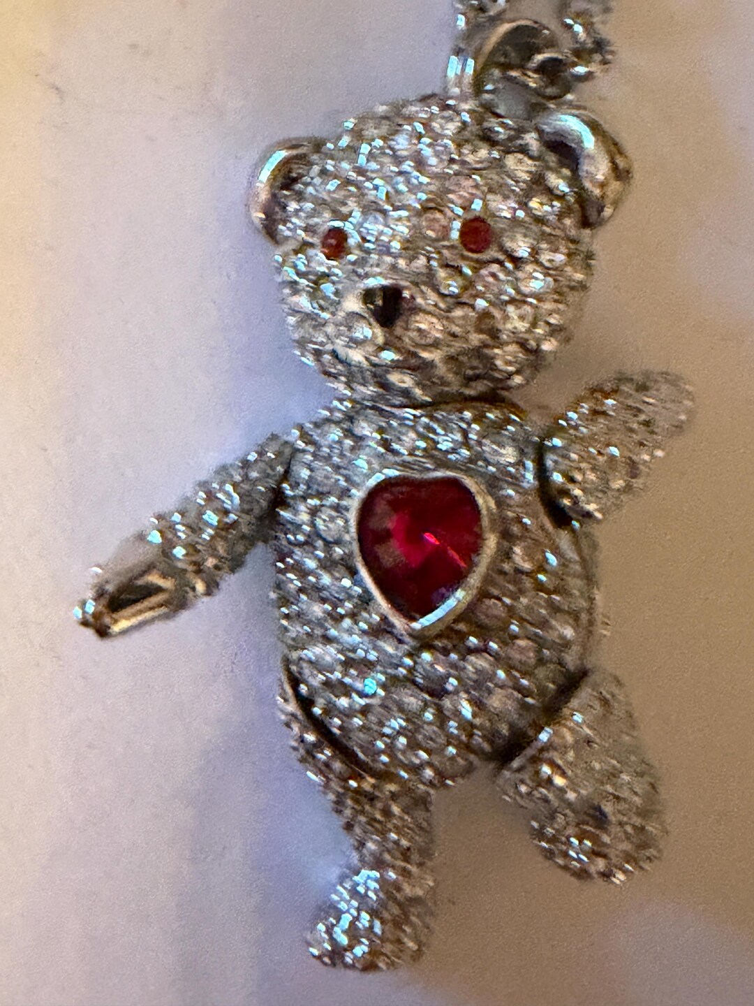 Vintage Rhinestone, Reticulating, Teddy Bear, Brooch, With Chain - Etsy