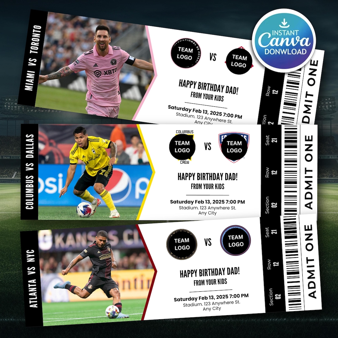 Editable Soccer Game Ticket Template, Custom Soccer Surprise Game ...