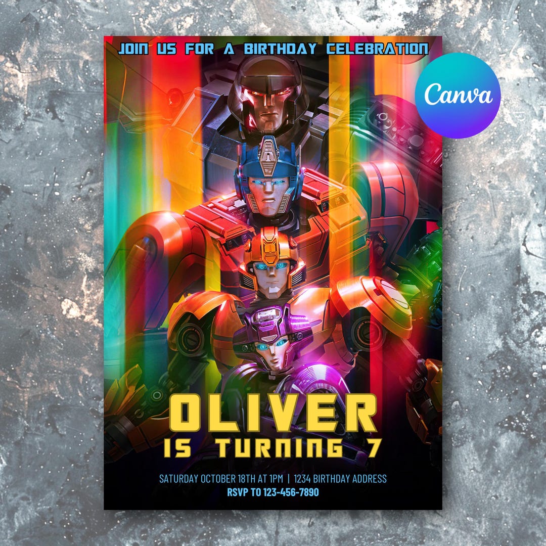 Transformers One Birthday Party Invitation, Transformers One Digital ...