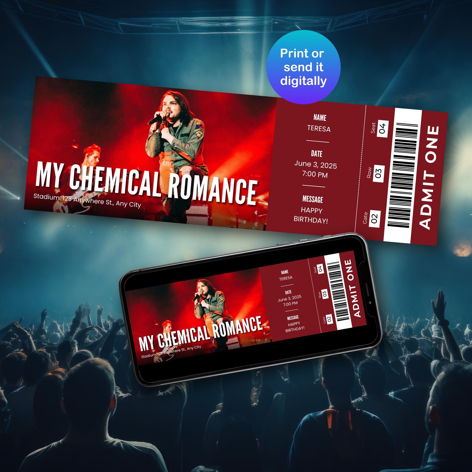Editable My Chemical Romance Concert Ticket Template, My Chemical ...